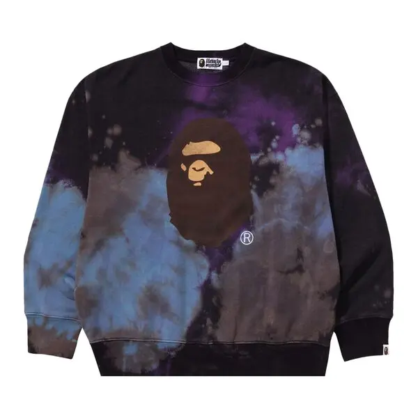 BAPE Tie Dye Ape Head Crewneck Sweatshirt - Black