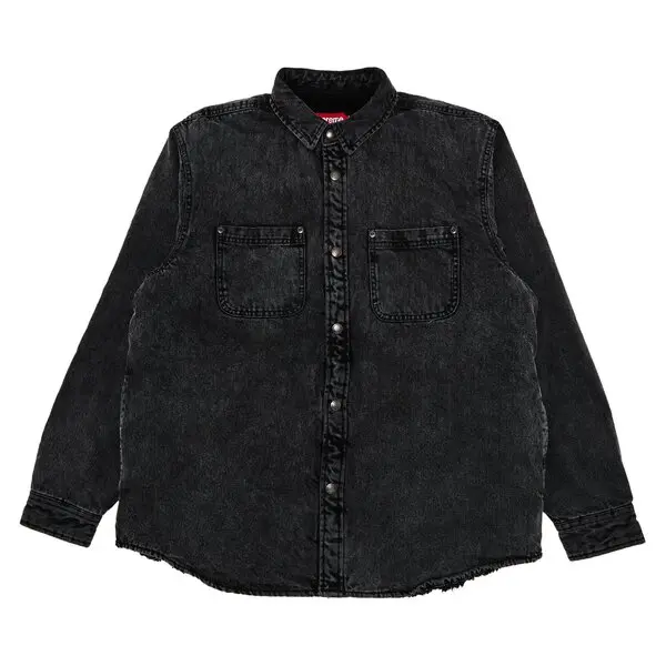 Supreme Faux Shearling Lined Work Shirt Denim - Black