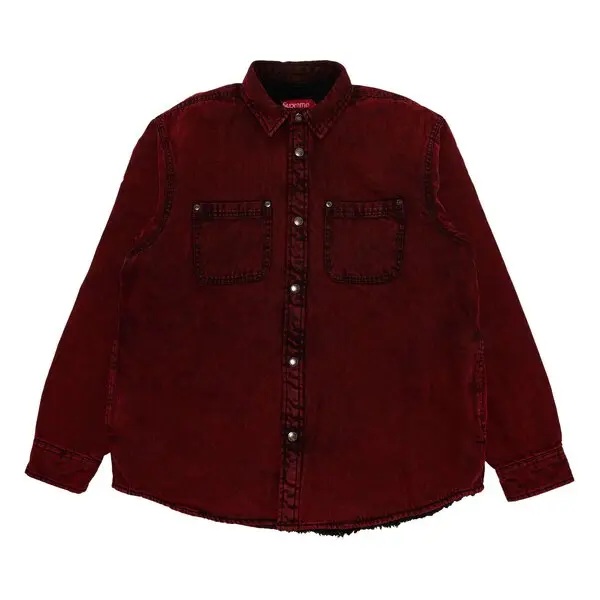 Supreme Faux Shearling Lined Work Shirt Denim - Red