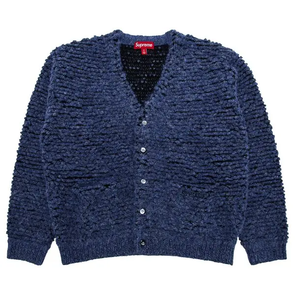 Supreme Textured Knotted Cardigan - Blue