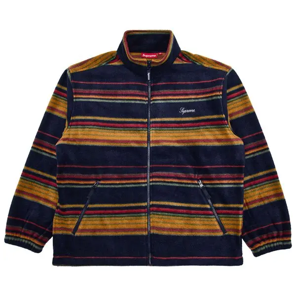 Supreme Stripe Zip Up Fleece Jacket