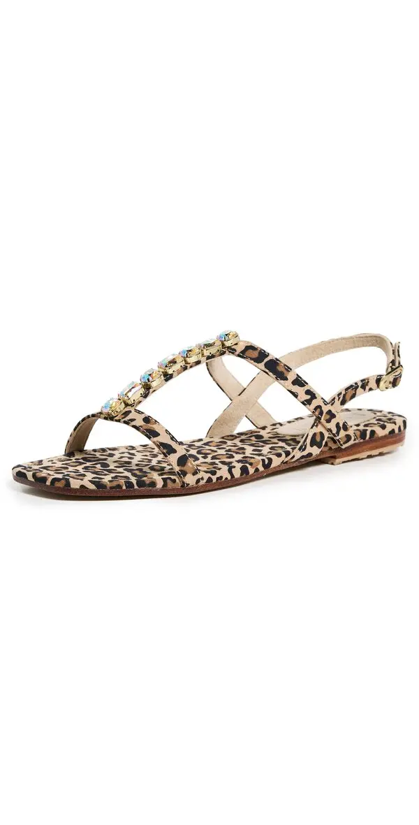 Mystique Leopard Embellished Sandals - Leopard/champagne