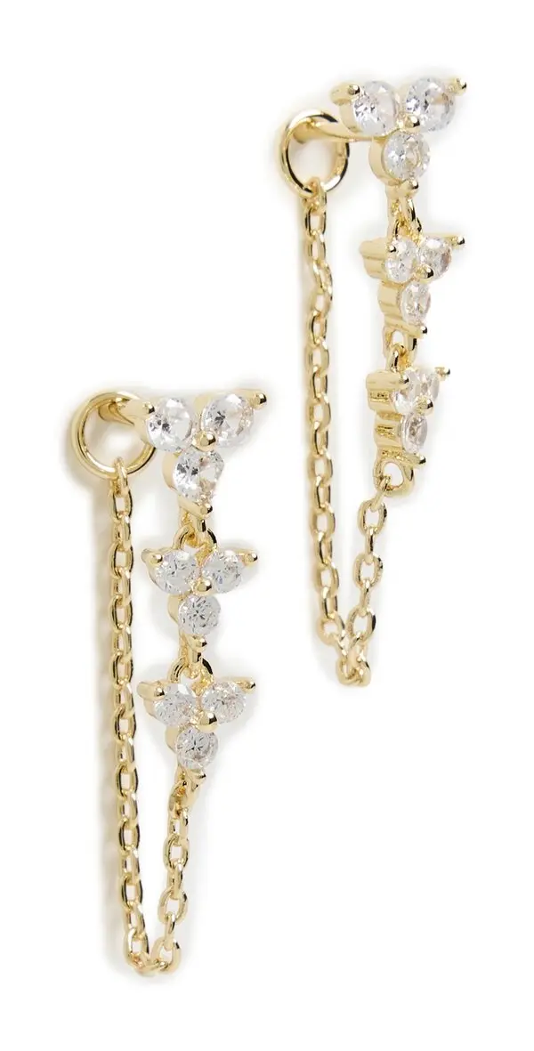 BY ADINA EDEN Multi Trio Cubic Zirconia Chain Earrings - Gold