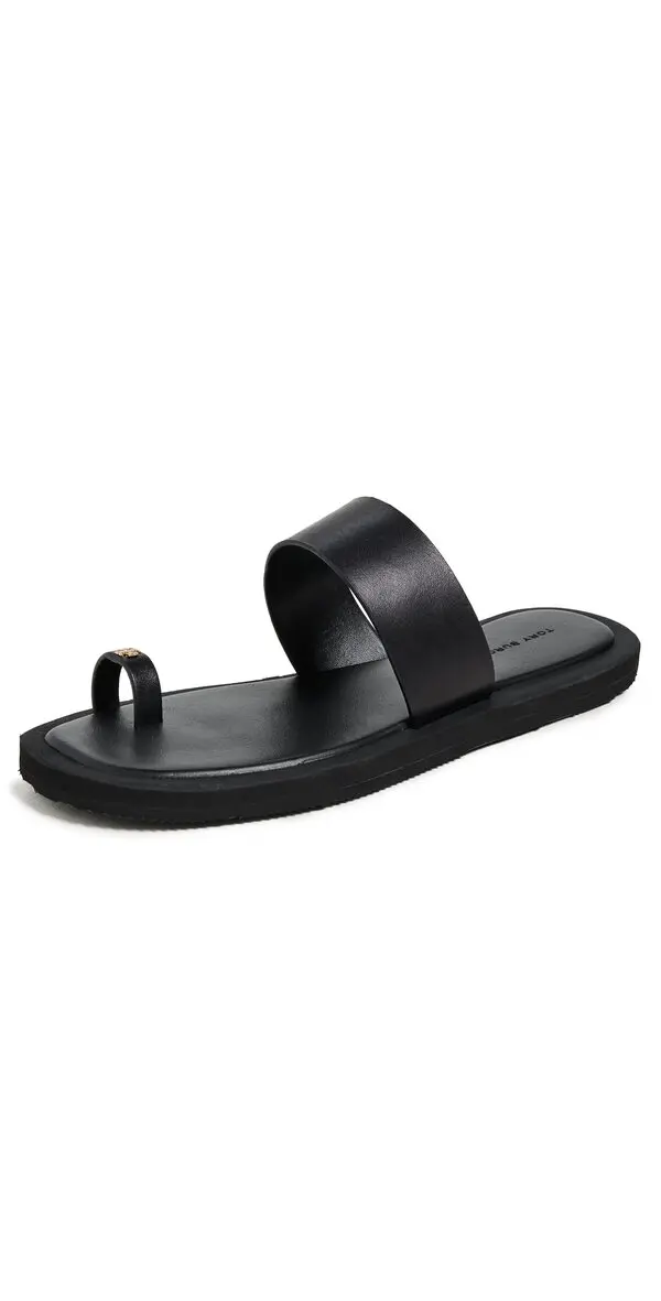Tory Burch Toe Ring Flip Flops - Perfect Black / Perfect Black