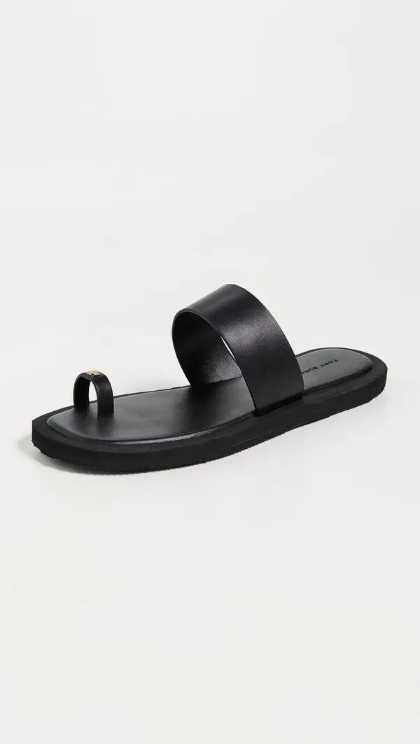 Tory Burch Toe Ring Flip Flops - Perfect Black / Perfect Black