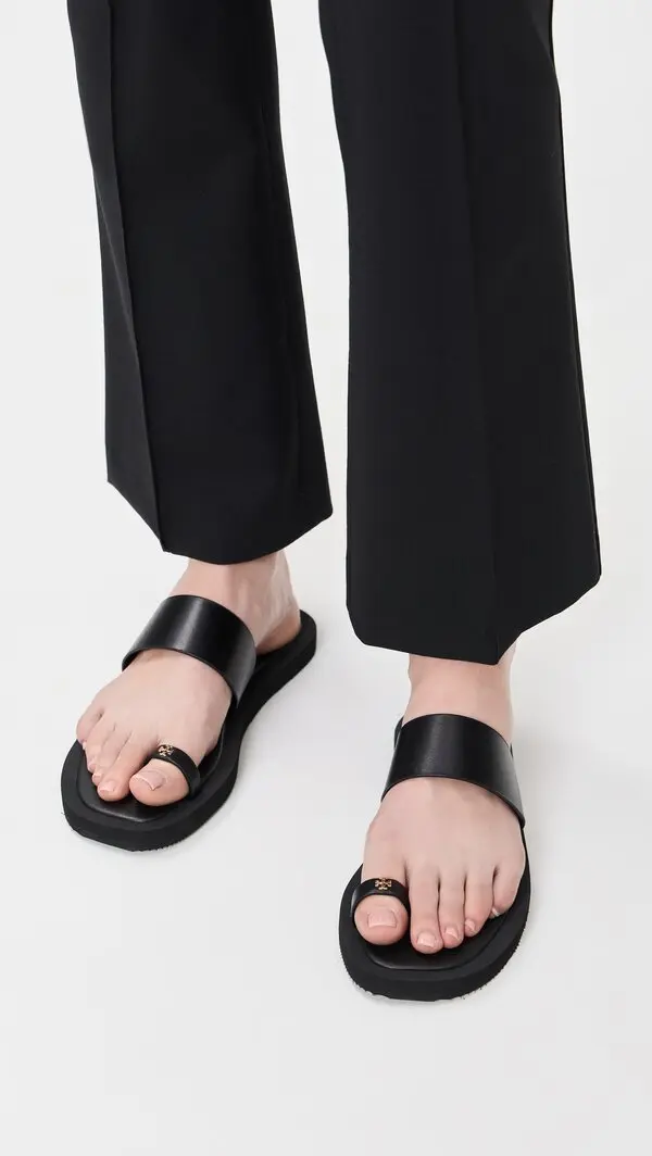 Tory Burch Toe Ring Flip Flops - Perfect Black / Perfect Black