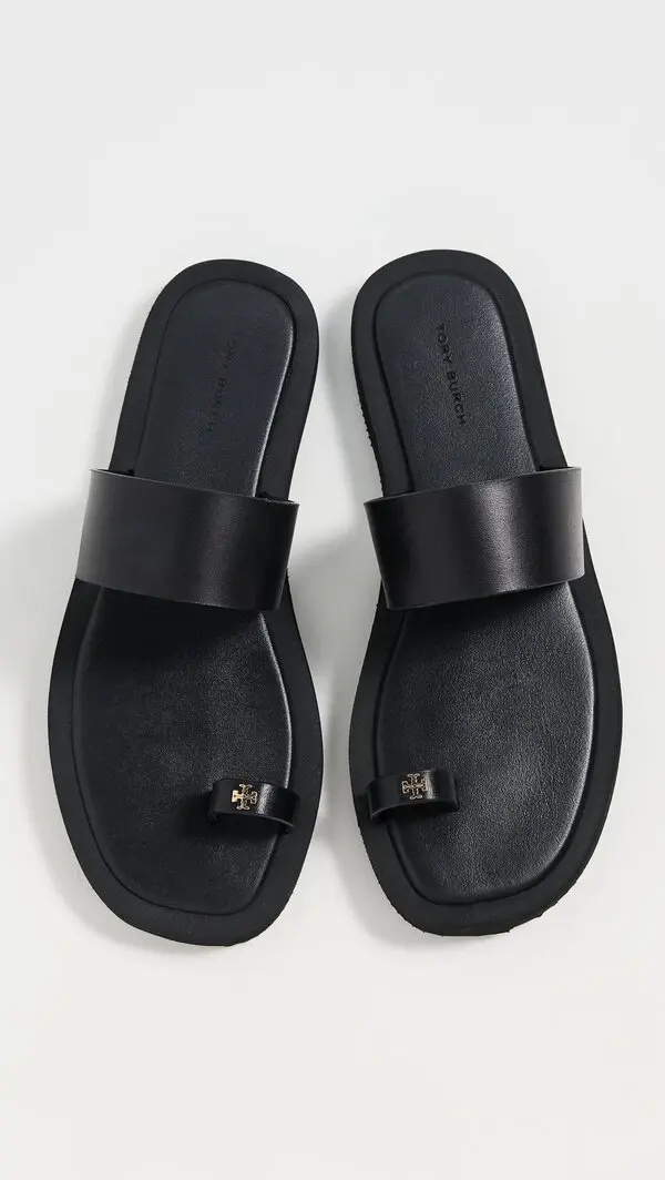 Tory Burch Toe Ring Flip Flops - Perfect Black / Perfect Black