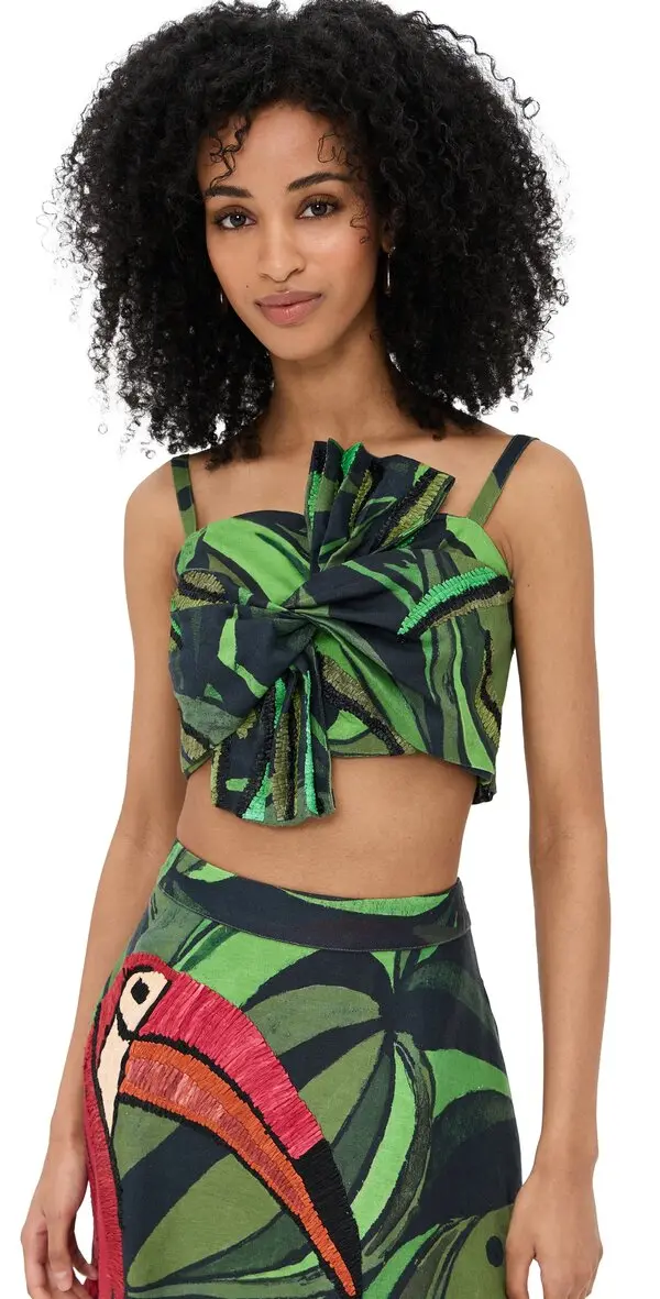 Farm Rio Coconut Tree Flow Top - Toucan Tree Green