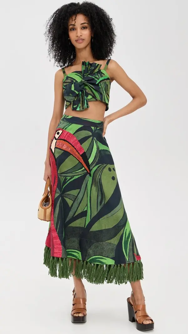 Farm Rio Coconut Tree Flow Top - Toucan Tree Green