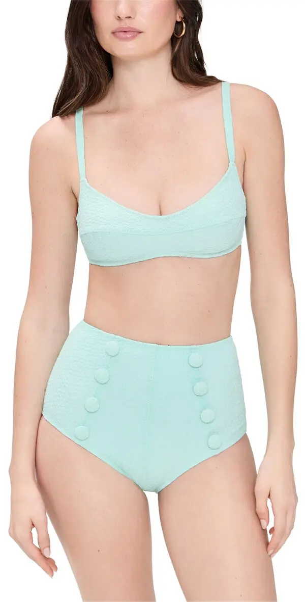 Lisa Marie Fernandez Balconette High-waist Bikini Set - Seafoam Seersucker