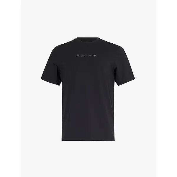 Lululemon Zeroed In Brand-print Stretch Cotton-blend T-shirt - Black