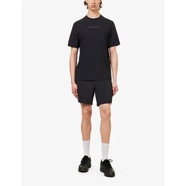 Lululemon Zeroed In Brand-print Stretch Cotton-blend T-shirt - Black