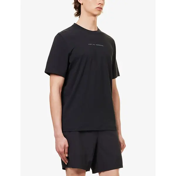Lululemon Zeroed In Brand-print Stretch Cotton-blend T-shirt - Black