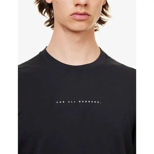 Lululemon Zeroed In Brand-print Stretch Cotton-blend T-shirt - Black