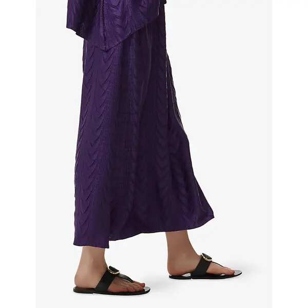 LEEM Geometric-pattern Plisse Woven Maxi Skirt