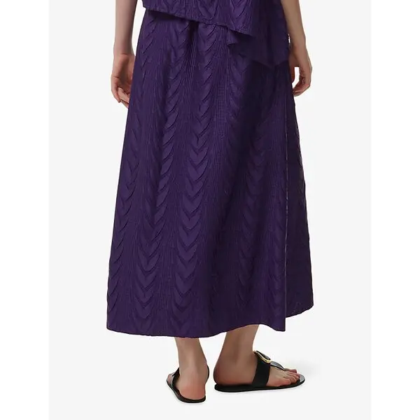 LEEM Geometric-pattern Plisse Woven Maxi Skirt