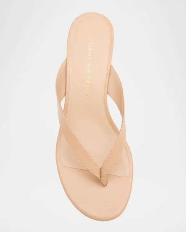 STUART WEITZMAN Rio Leather Thong Sandals - Beige