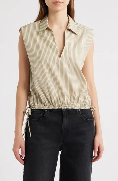 Rag & Bone Fiona Stripe Sleeveless Shirt - Beige Stripe
