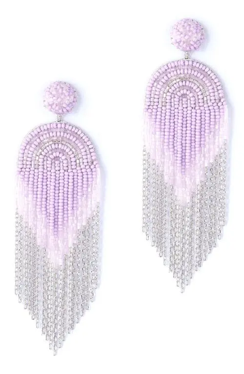 Deepa Gurnani Circe Beaded Fringe Drop Earrings - Lavander