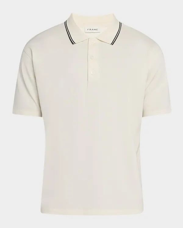 FRAME Pique Polo Shirt - White Sand