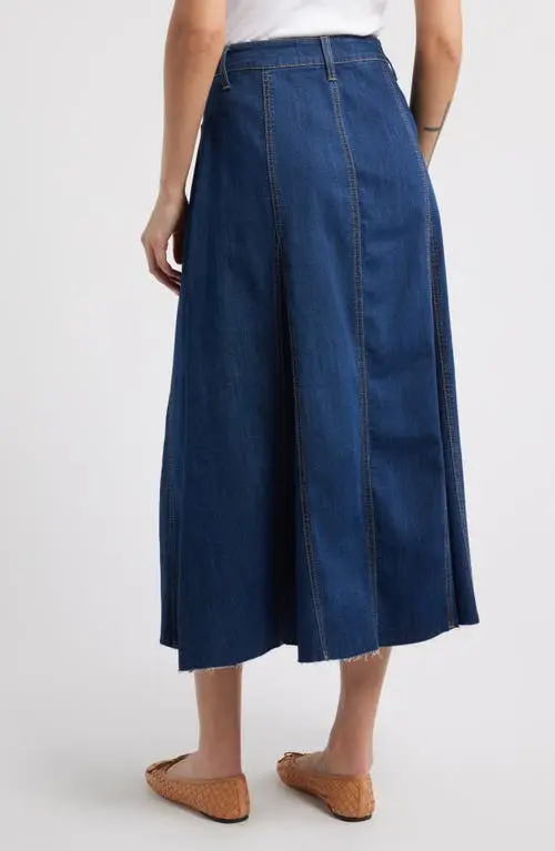 1822 Denim Raw Hem Denim A-line Midi Skirt