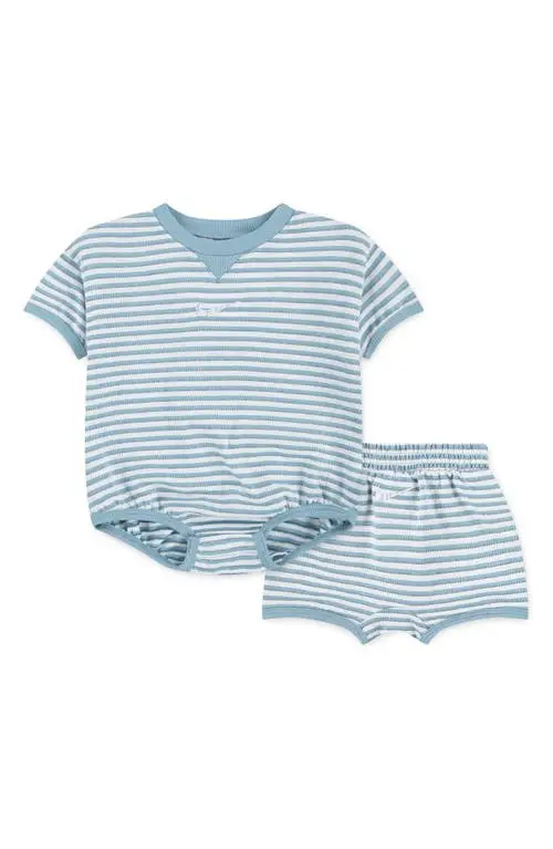 Nike Stripe Bodysuit & Shorts Set - Denim/ Turquoise