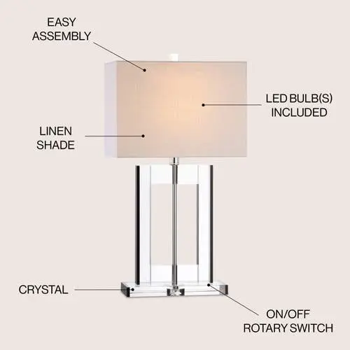 JONATHAN Y Parish 26" Crystal Led Table Lamp