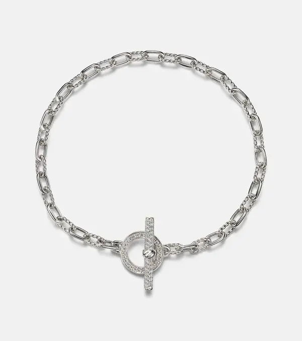 David Yurman Dy Madison Sterling Bracelet With Diamonds - Silver