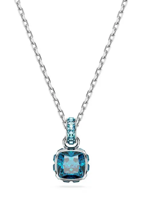 SWAROVSKI Square Cut Crystal Pendant Necklace - Blue/ December