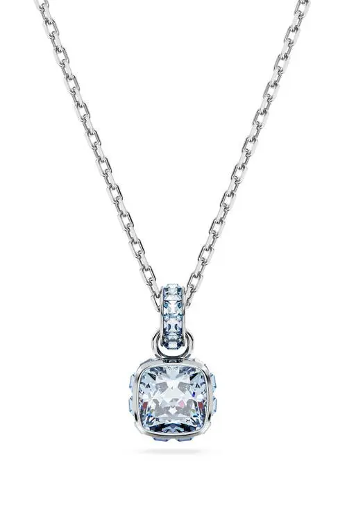 SWAROVSKI Square Cut Crystal Pendant Necklace - Blue/ March