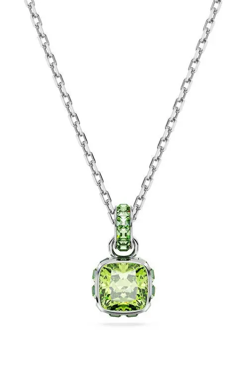 SWAROVSKI Square Cut Crystal Pendant Necklace - Green/ August