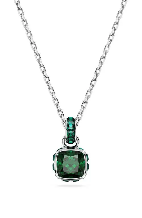 SWAROVSKI Square Cut Crystal Pendant Necklace - Green/ May