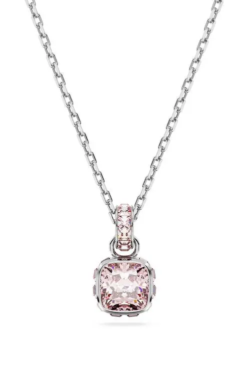 SWAROVSKI Square Cut Crystal Pendant Necklace - Pink/ June