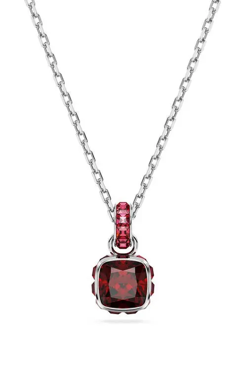 SWAROVSKI Square Cut Crystal Pendant Necklace - Red/ January