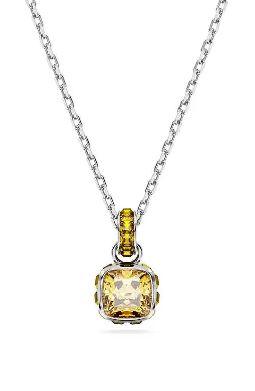 SWAROVSKI Square Cut Crystal Pendant Necklace - Yellow/ November