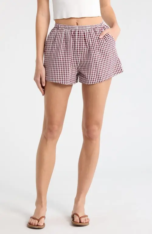 BILLABONG Printed Cotton Shorts - Red Dahlia