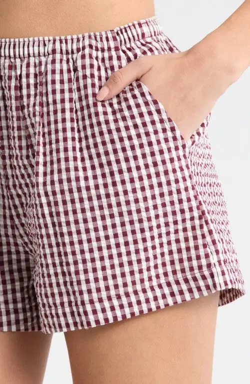 BILLABONG Printed Cotton Shorts - Red Dahlia