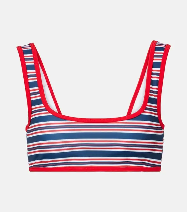 Jade Swim Striped Bikini Top Rounded Edges - Multicoloured
