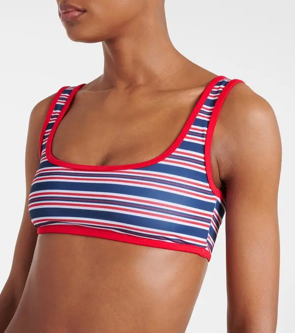 Jade Swim Striped Bikini Top Rounded Edges - Multicoloured
