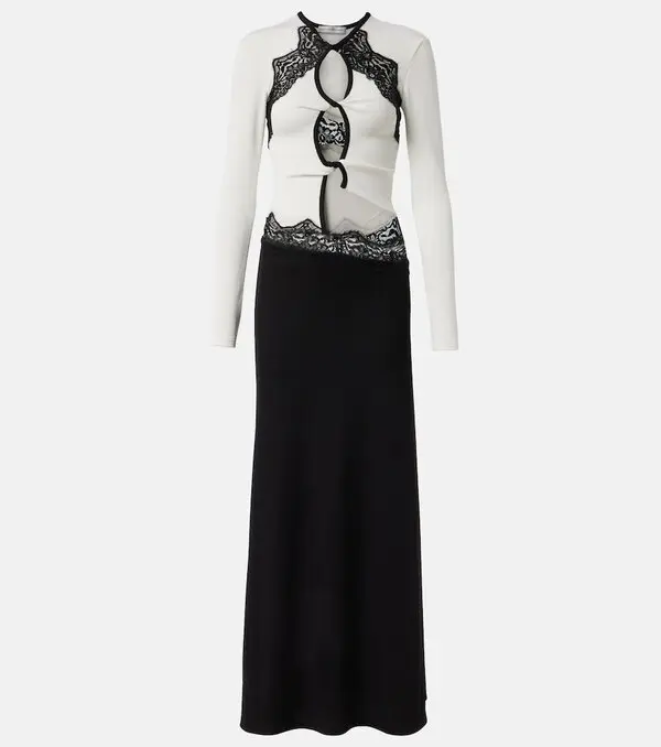 Christopher Esber Lace-trimmed Cutout Maxi Dress - White