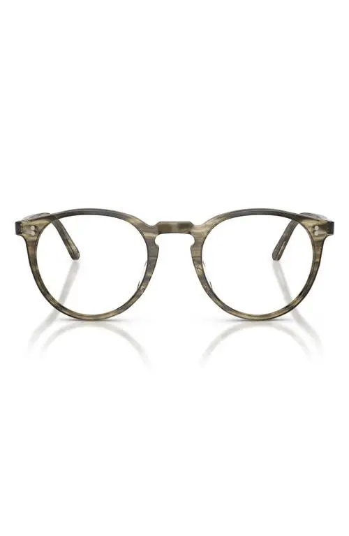 Oliver Spencer O'malley 47mm Round Eyeglasses - Soft Olive Bark/ Demo Lens