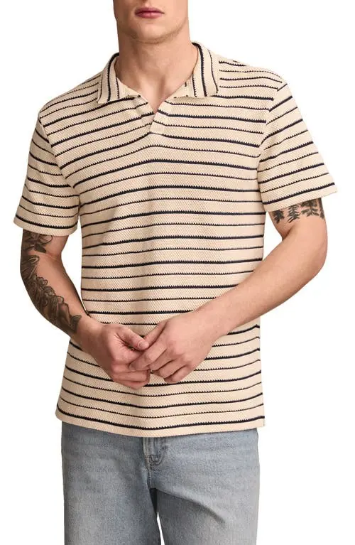 Lucky Brand Jacquard Stripe Johnny Collar Cotton Polo