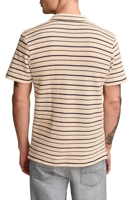 Lucky Brand Jacquard Stripe Johnny Collar Cotton Polo