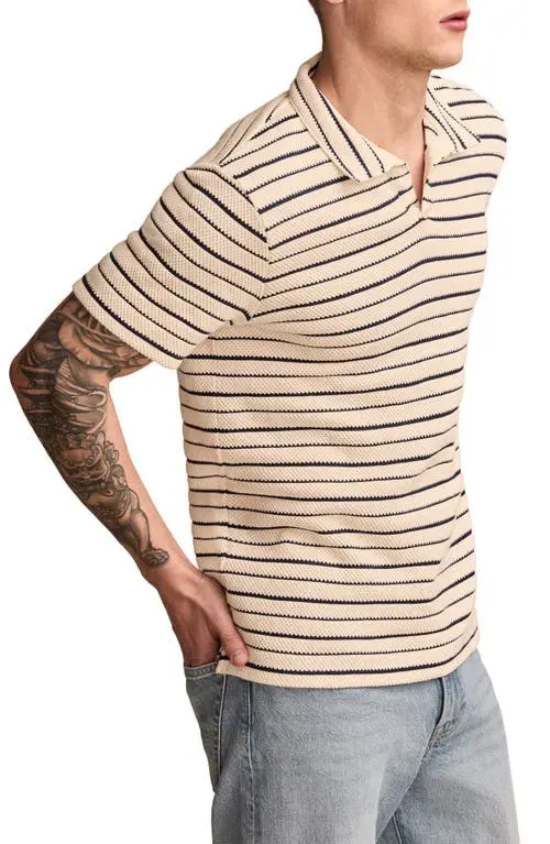 Lucky Brand Jacquard Stripe Johnny Collar Cotton Polo