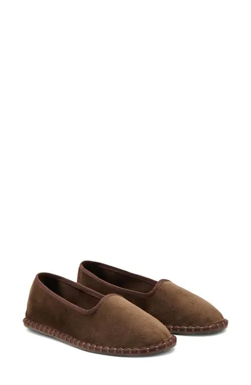 Mango Velour Loafer - Brown