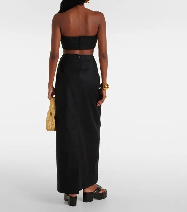 ADRIANA DEGREAS Cotton Blend Maxi Skirt - Black