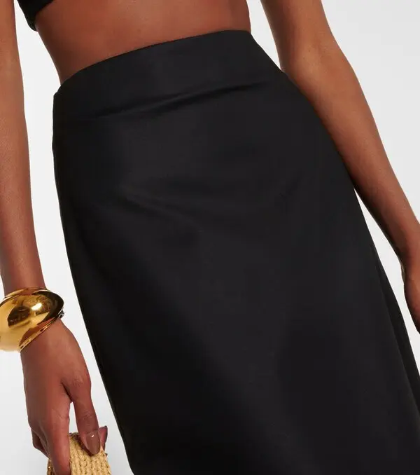 ADRIANA DEGREAS Cotton Blend Maxi Skirt - Black