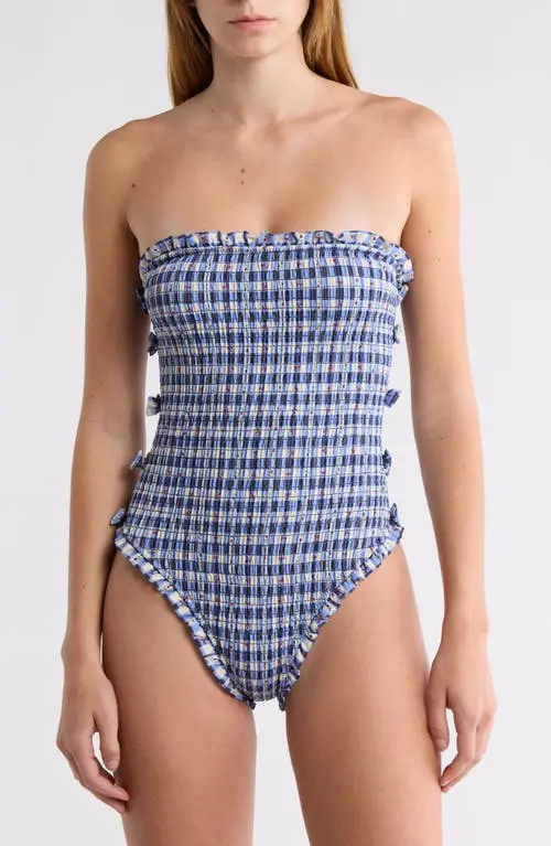 DAMSON MADDER Betty Smocked One-piece Swimsuit - Navy