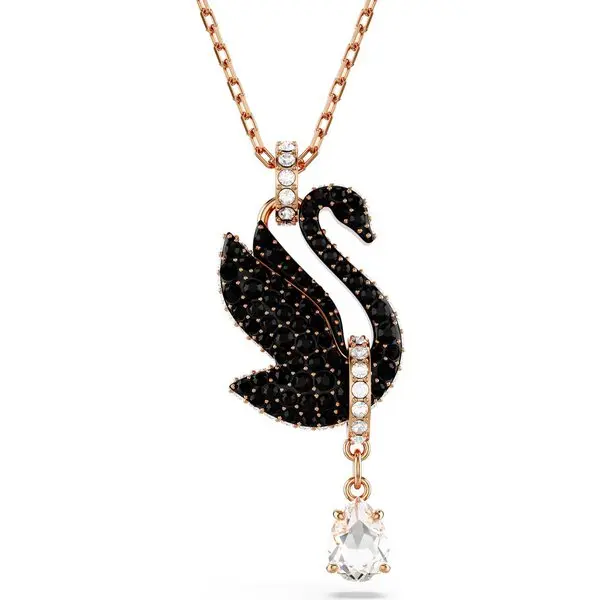 SWAROVSKI Swan Pendant Necklace - Black