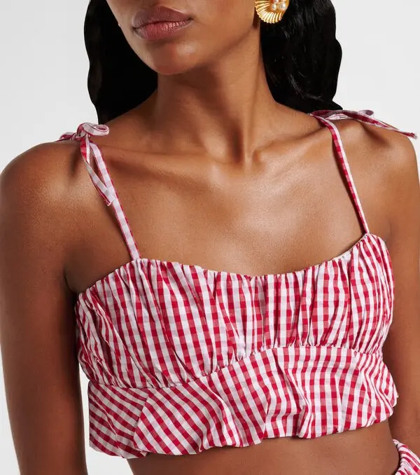Faithfull The Brand Mira Gingham Cotton Poplin Crop Top